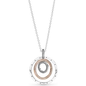 PANDORA Dvojfarebný kruhový prívesok a náhrdelník - GLAMI.sk