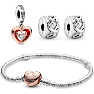PANDORA set náramok s korálkami Heart náramok 580719+782450C01+2x798035 ...