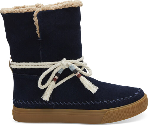 TOMS Navy Suede/Faux Shearling Women's Vista Boot 5,5/36 - GLAMI.sk