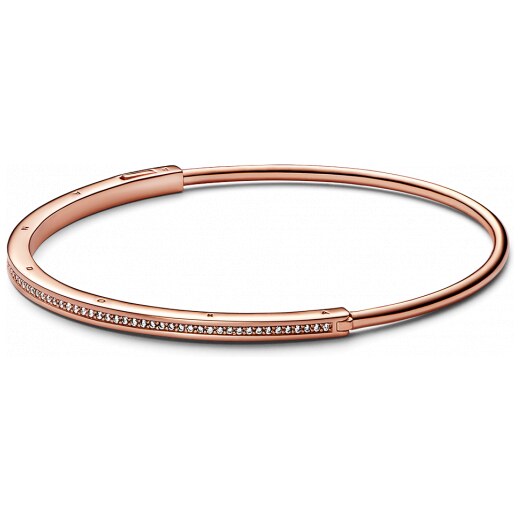 PANDORA pozlátený pevný náramok Signature I-D Pavé náramok 582313C01 ...
