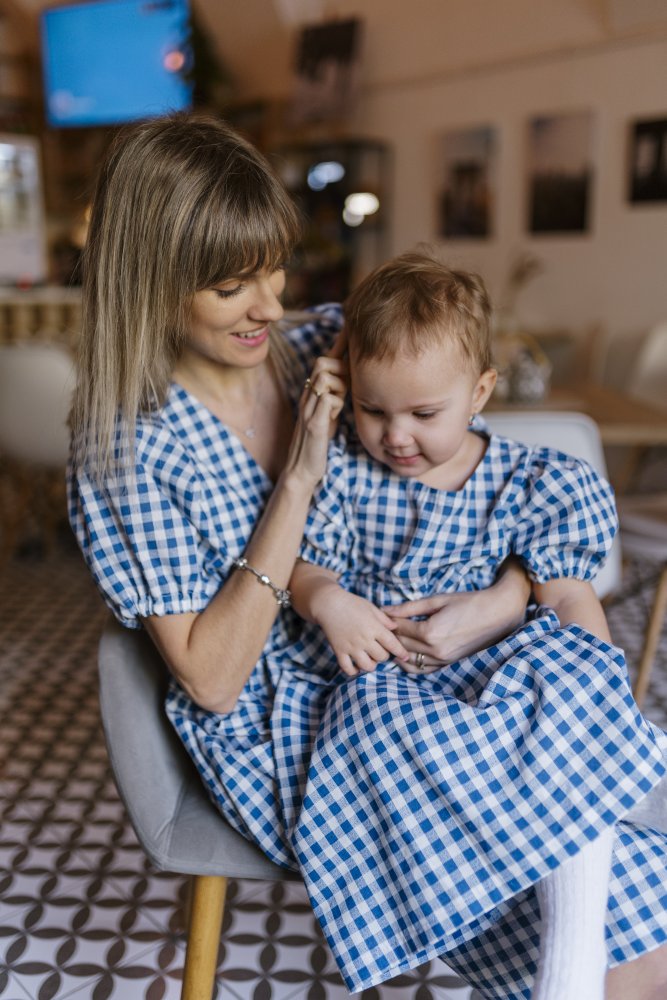 Mexy Šaty na dojčenie "Tartana" - MAMA A DCÉRA – modré - GLAMI.sk