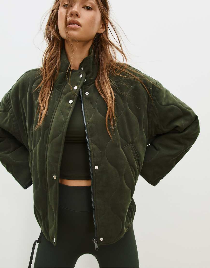 Stradivarius Puffer jacket in dark green - GLAMI.sk