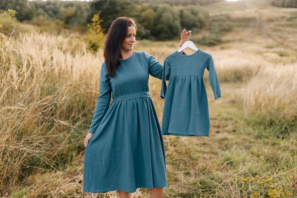 Mexy Ľanové šaty na dojčenie - MAMA A DCÉRA "Harmonia pure" - petrolejové - GLAMI.sk