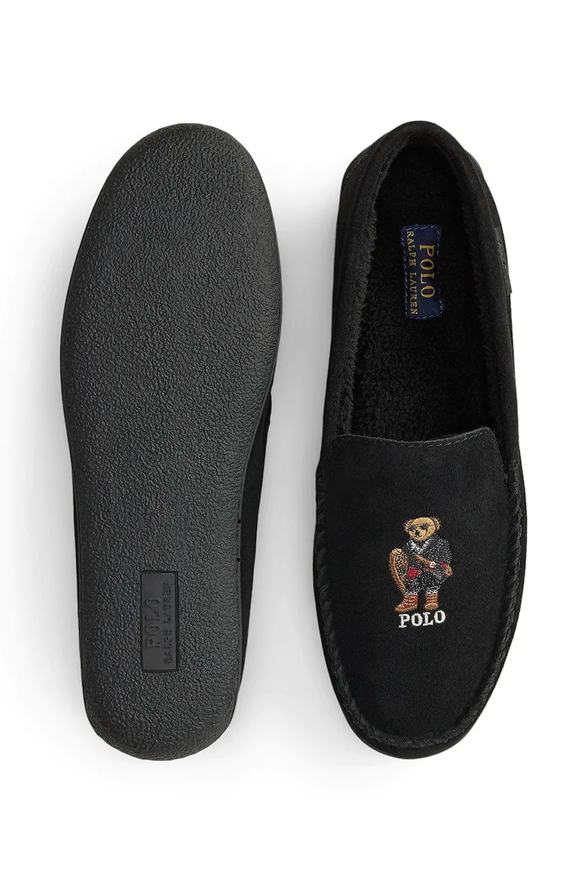 Semišové papuče Polo Ralph Lauren Brenan Bear čierna farba ...