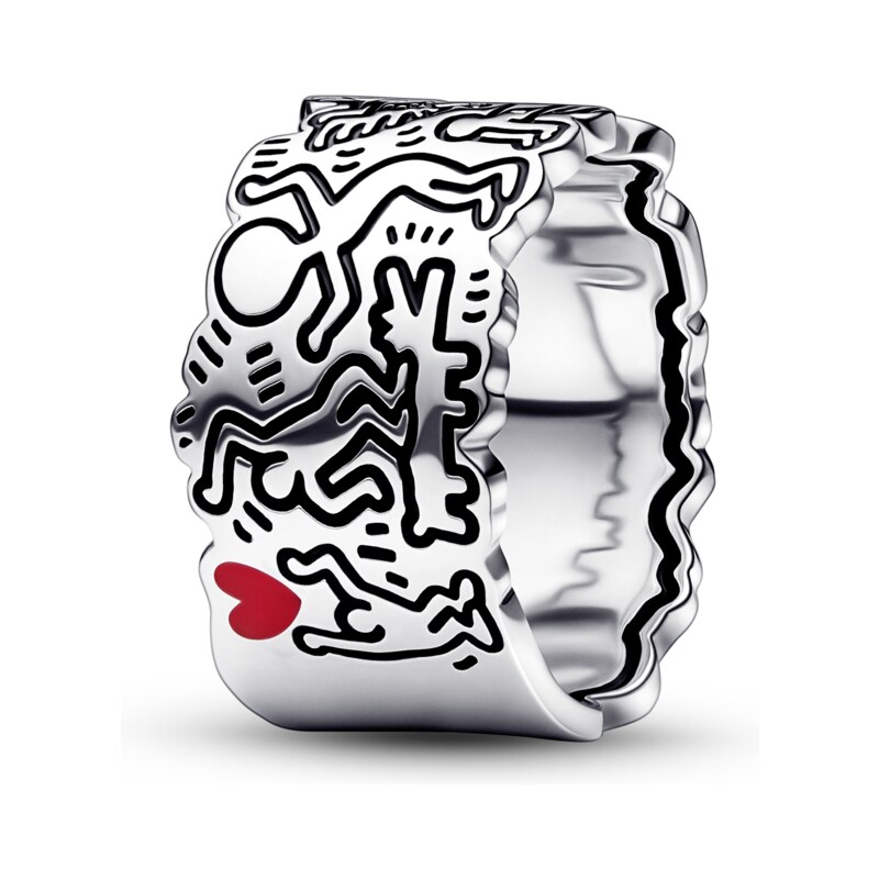 Keith Haring x Pandora široký prsteň Srdce, umenie, linky a ľudia ...