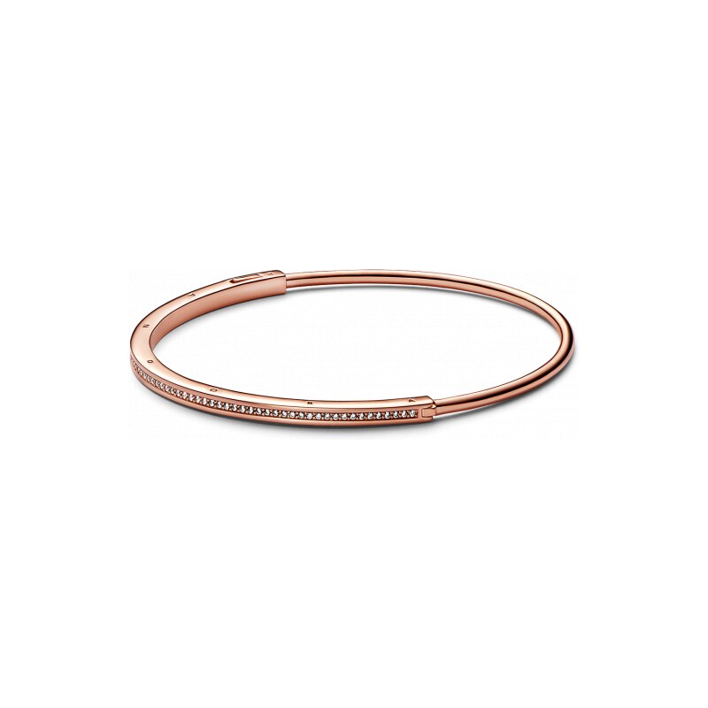 PANDORA pozlátený pevný náramok Signature I-D Pavé náramok 582313C01 ...