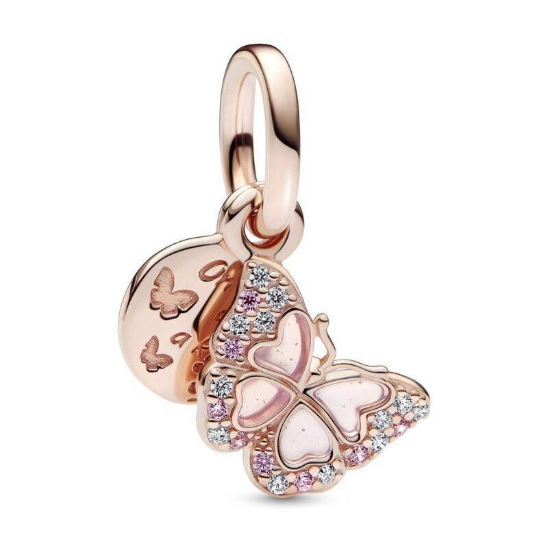 PANDORA Moments visiaci prívesok "Ružový motýľ a citát" 782555C01 ...