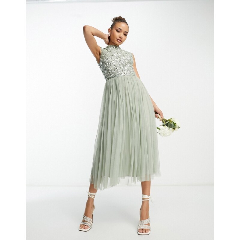 Beauut Bridesmaid 2 in 1 embellished maxi dress with full tulle skirt ...