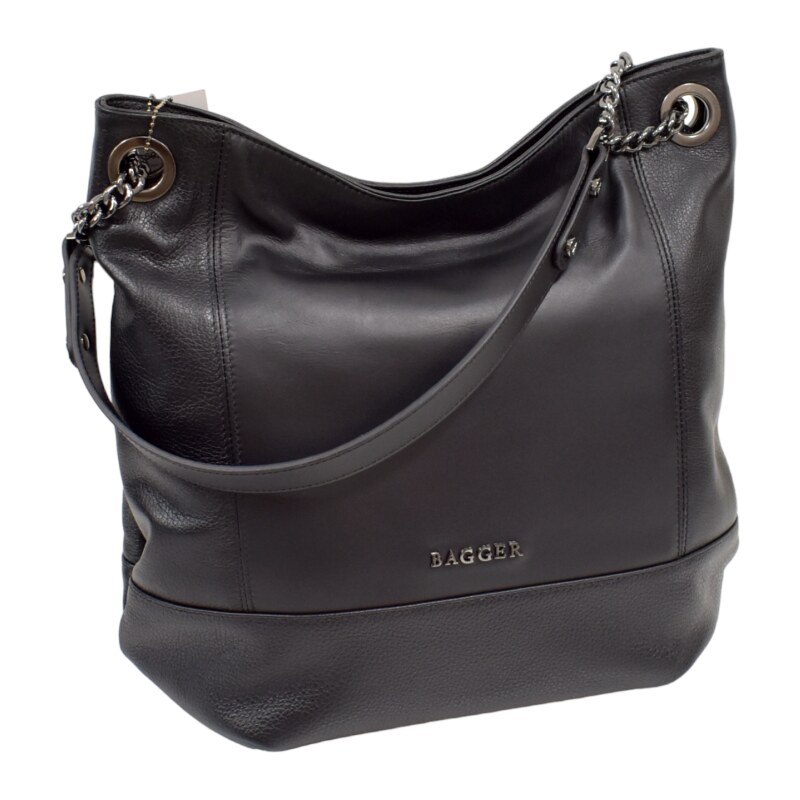 Štýlová čierna shopper kožená kabelka BAGGER 0104 - GLAMI.sk