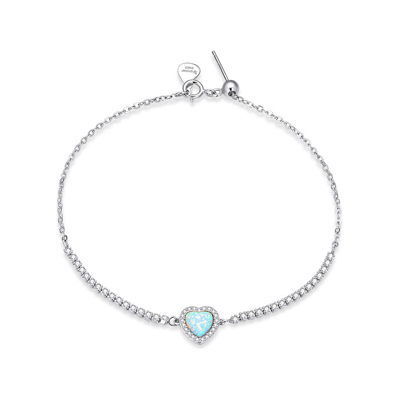 Ligot Strieborný náramok opálové srdce - GLAMI.sk