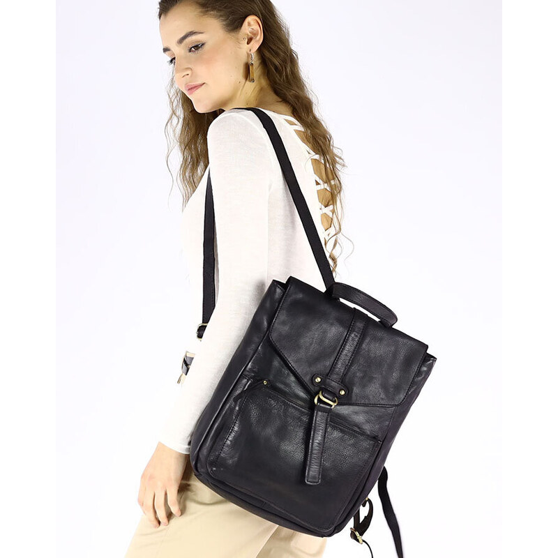 Marco Mazzini handmade MARCO MAZZINI Dámsky kožený batoh A4 | čierna ...