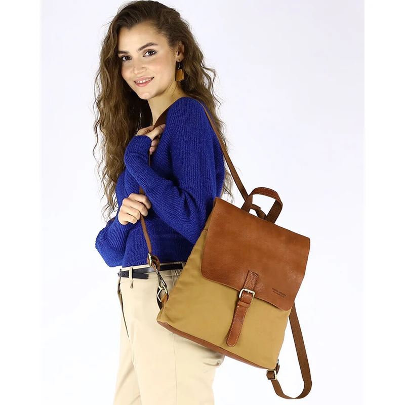 Marco Mazzini handmade MARCO MAZZINI Dámsky kožený batoh A4 | koňak ...