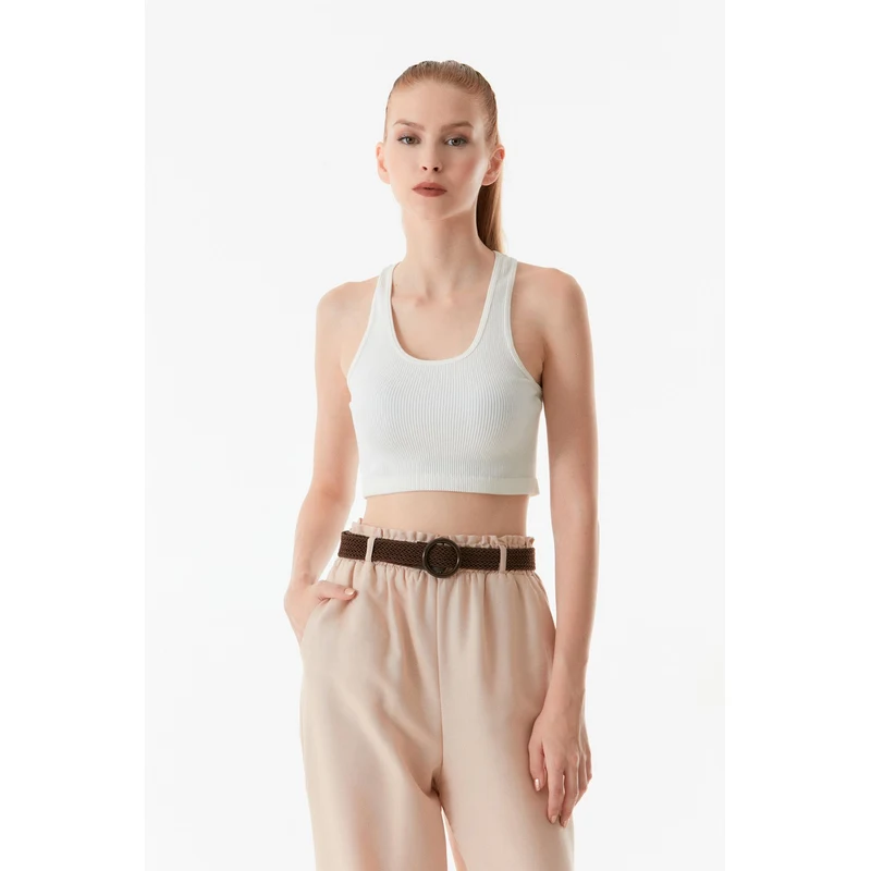 Fulla Moda Rebrovaný ohlávkový golier - Crop Cut Body - GLAMI.sk