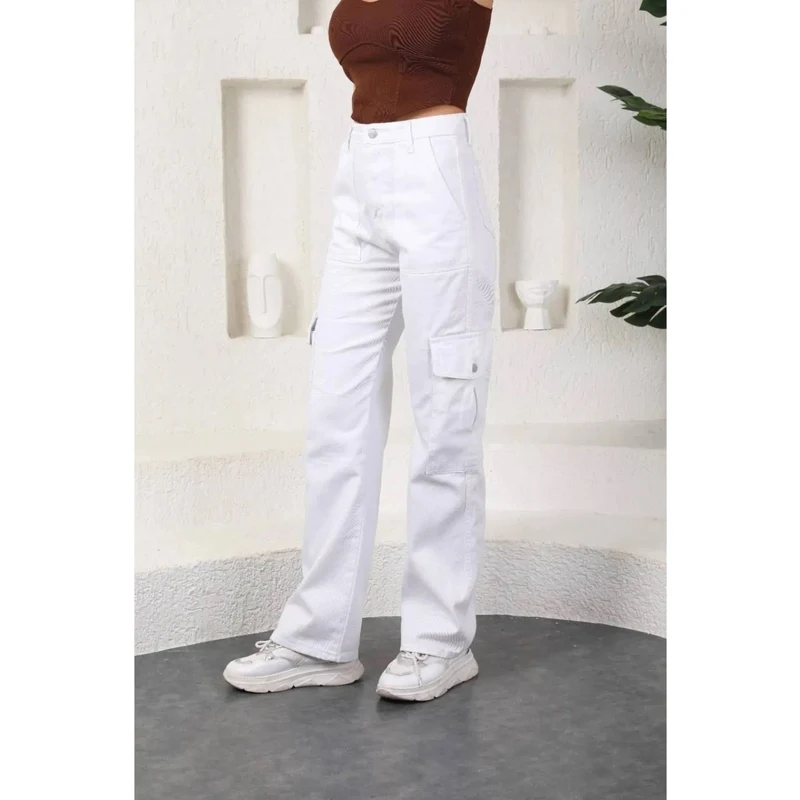 LİMABEL Dámske voľné biele rifle Palazzo so širokou nohou (PREČÍTAJTE ...