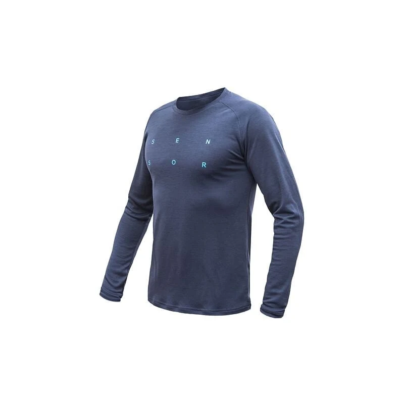 Sensor Merino Blend Typo - Pánske dl. rukáv Deep Blue S - GLAMI.sk