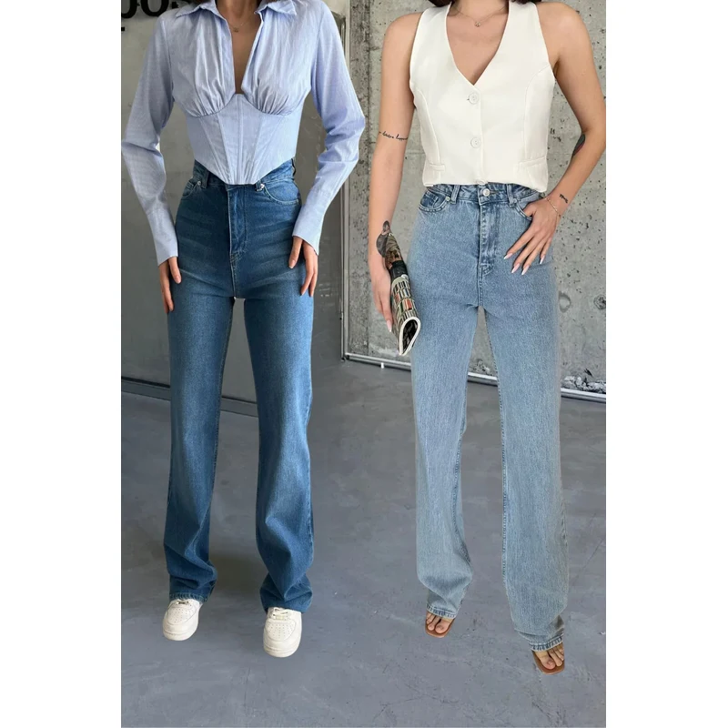 XRAY JEANS Dámske rifle Palazzo so širokým pásom – ľadovo modré - GLAMI.sk