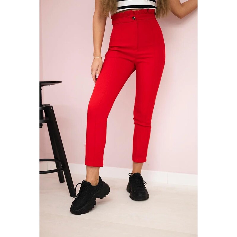 MladaModa 7/8 nohavice s nariasením v páse model 9371 červené - GLAMI.sk
