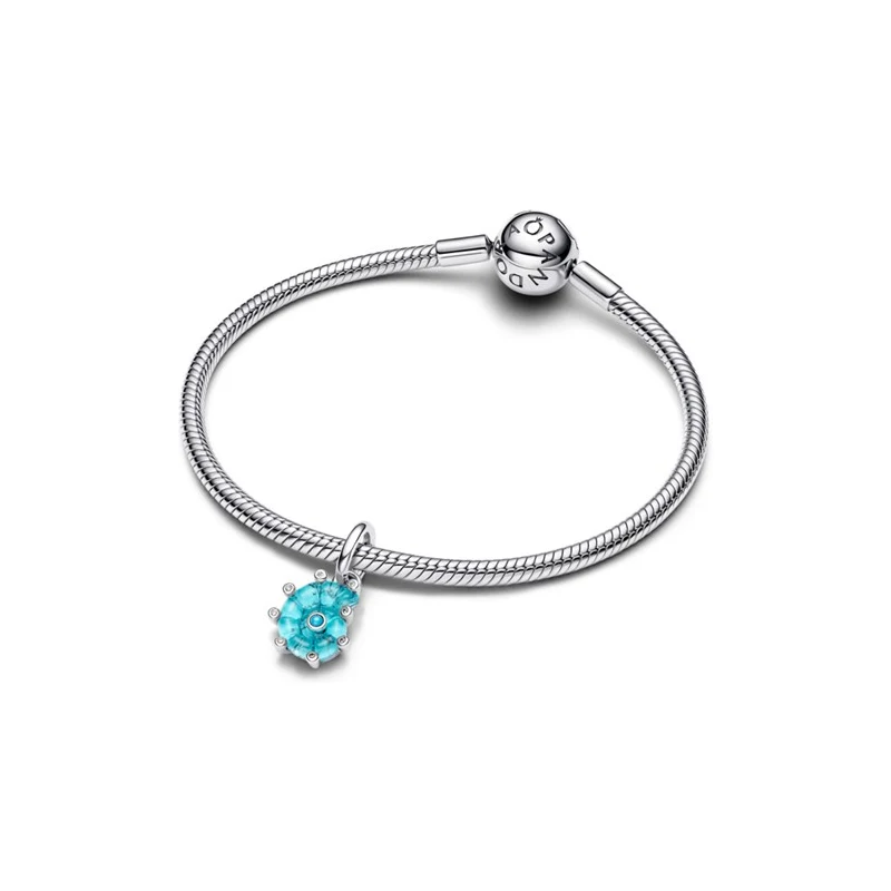 Visiaci prívesok PANDORA Morský slimák z modrého Murano skla 793900C01 ...