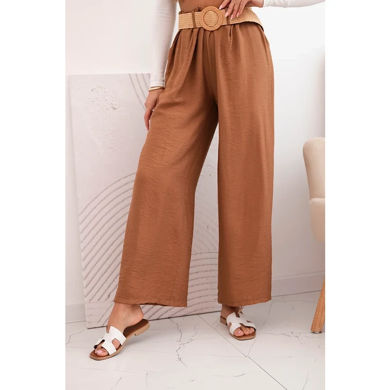 Kesi Włoski Široké letné nohavice Suvita karamelová - GLAMI.sk