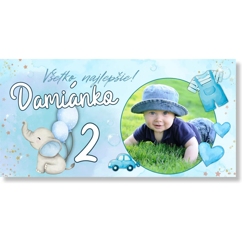 Personal Narodeninový banner s fotkou - Light blue - GLAMI.sk